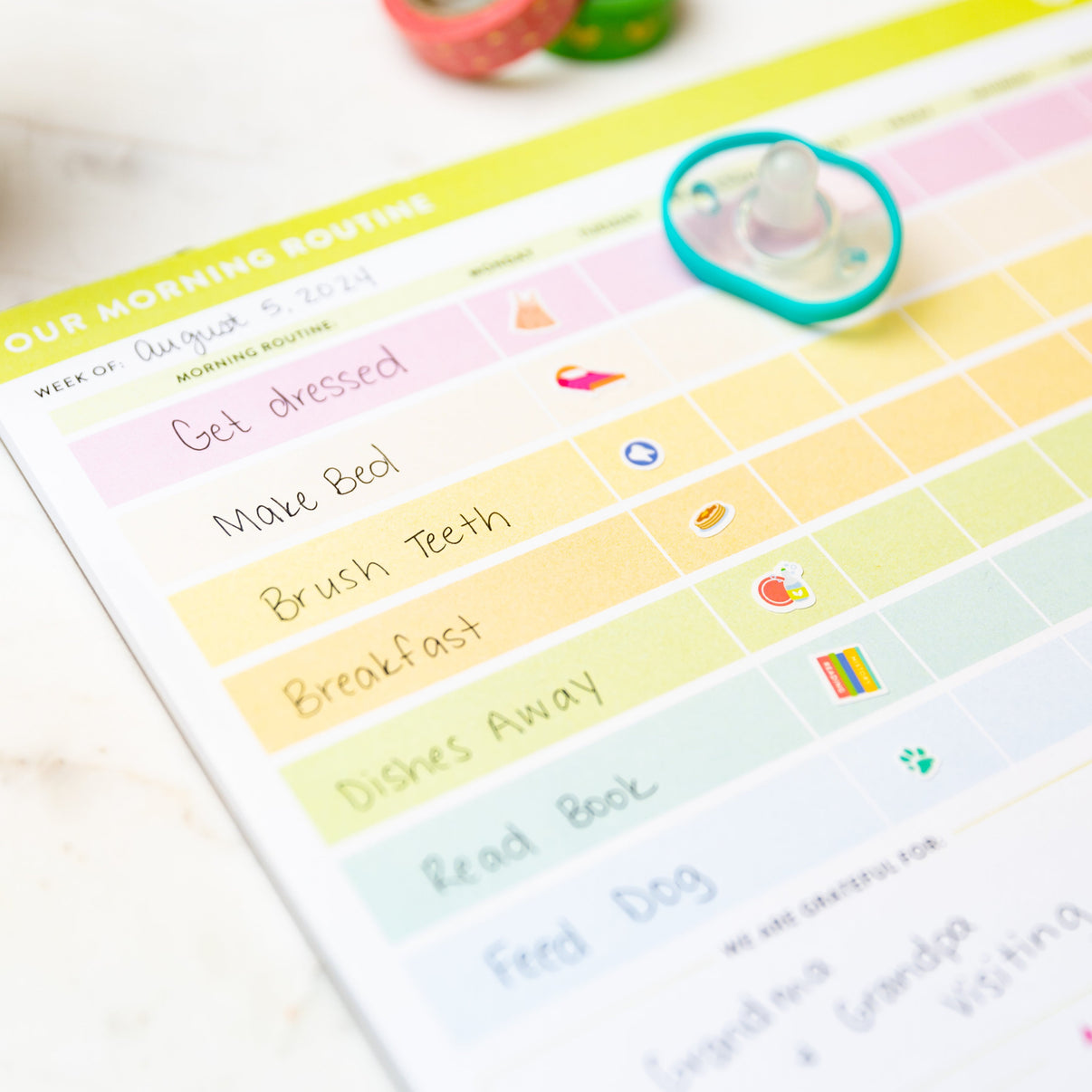 Family Morning Routine Notepad – Cultivate