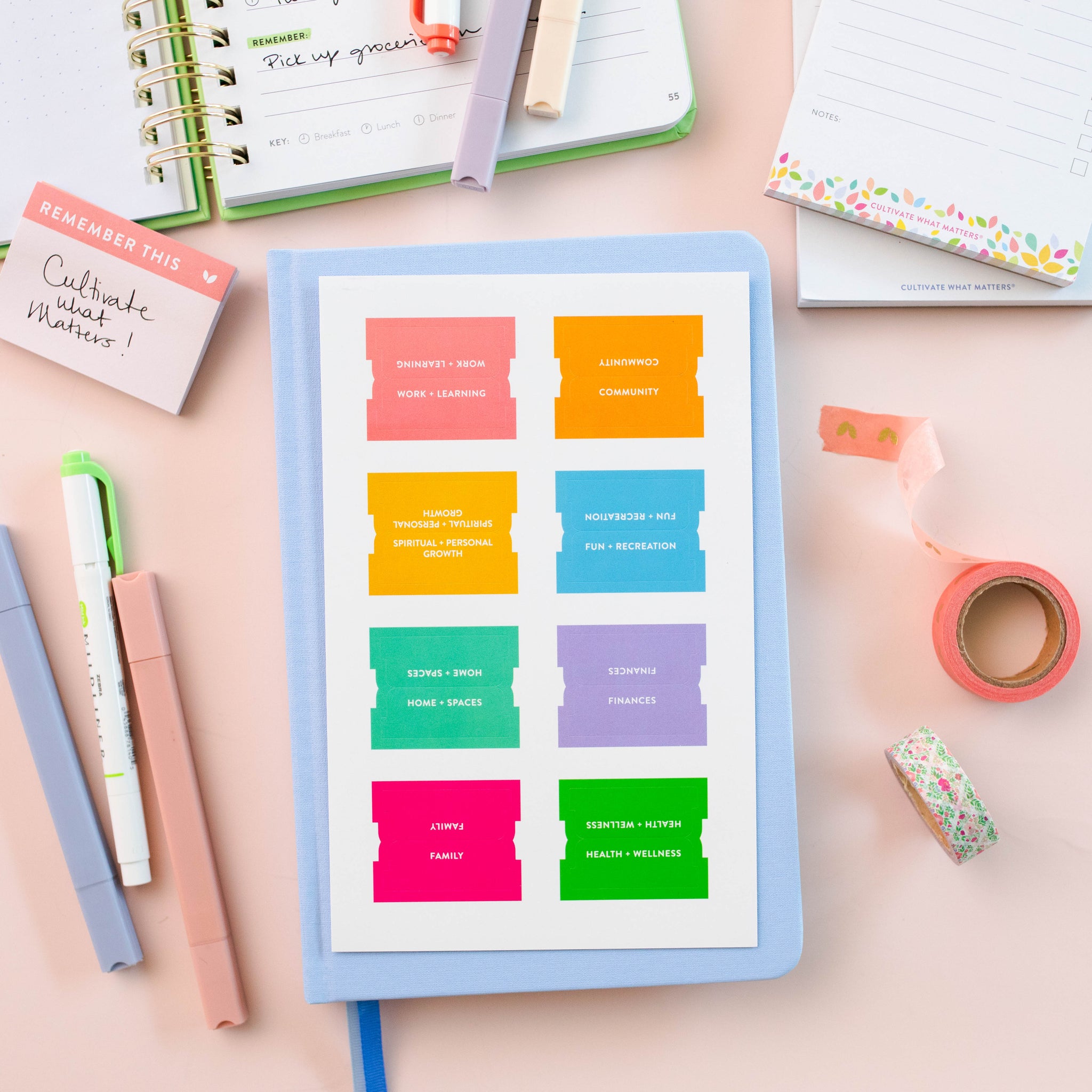 Colorful Planner Tabs Pack – Cultivate