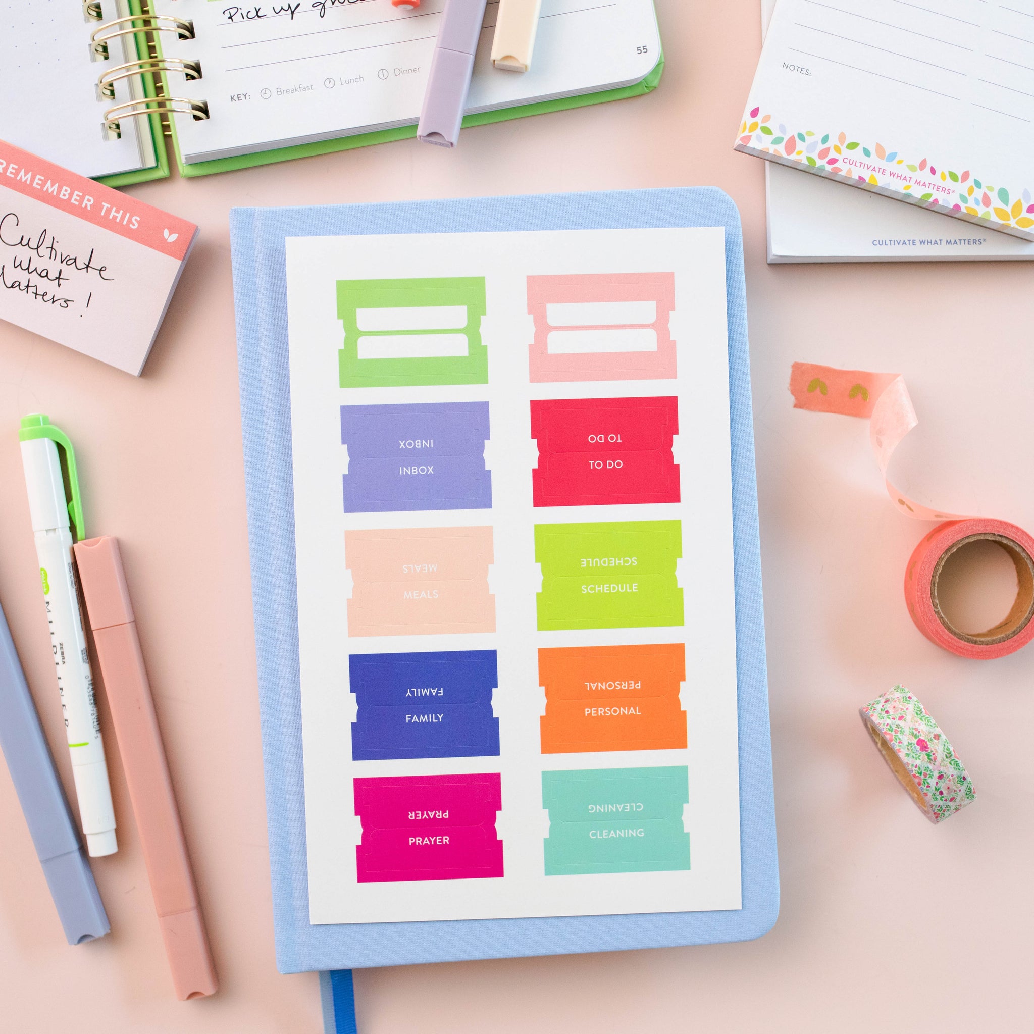 Colorful Planner Tabs Pack – Cultivate