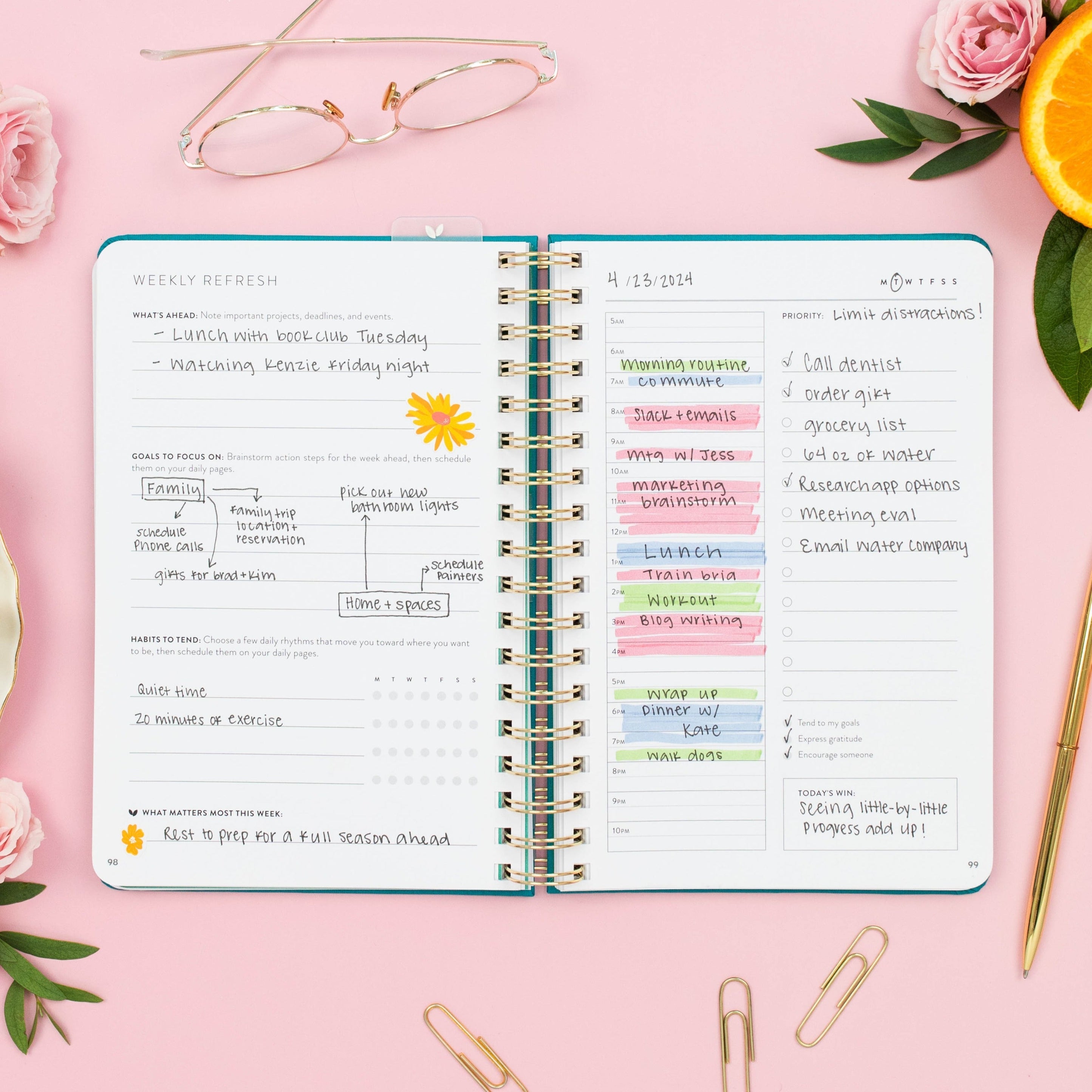 Fresh Start Daily Planner | Undated (Lavender Spiral) – Cultivate