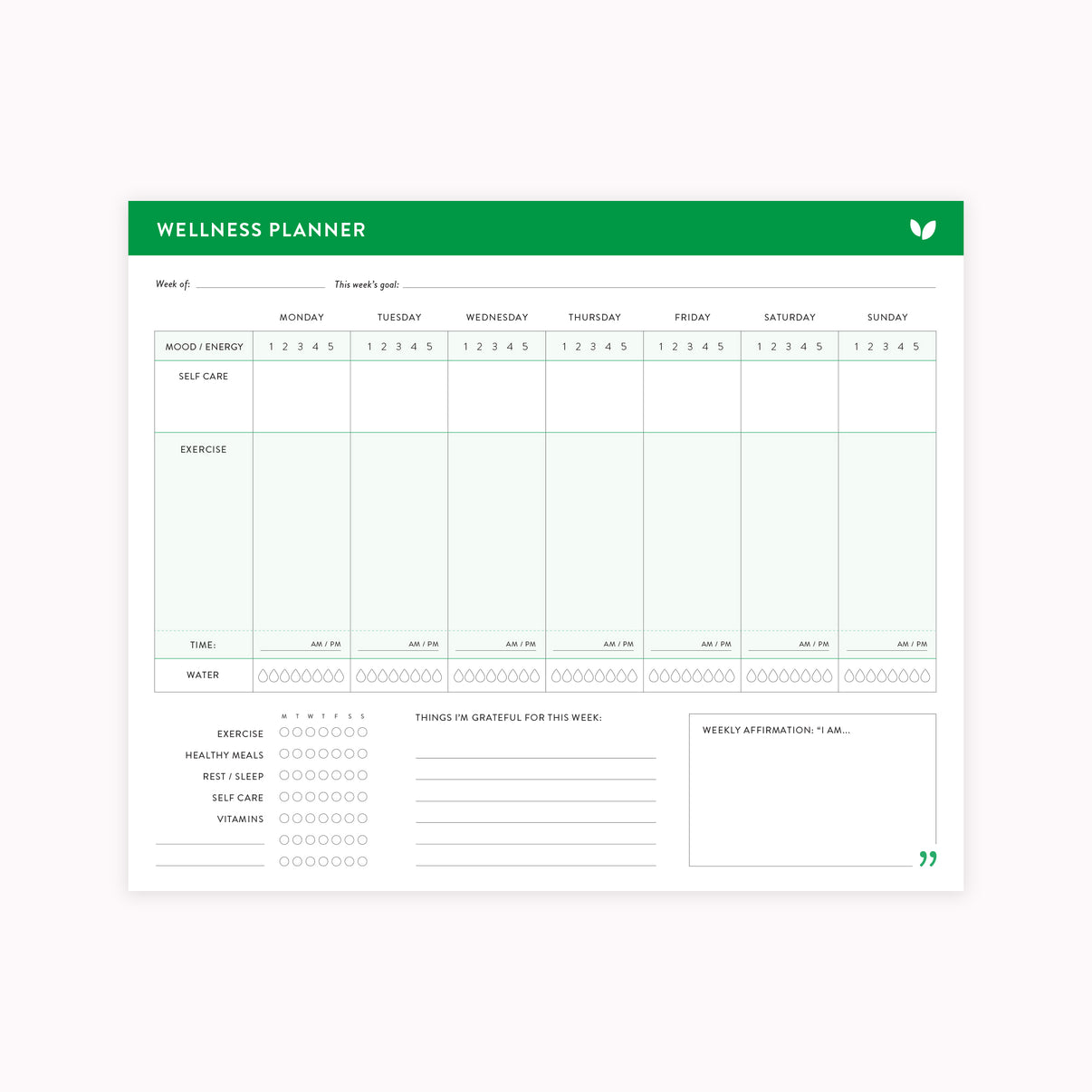 Wellness Planner Notepad – Cultivate